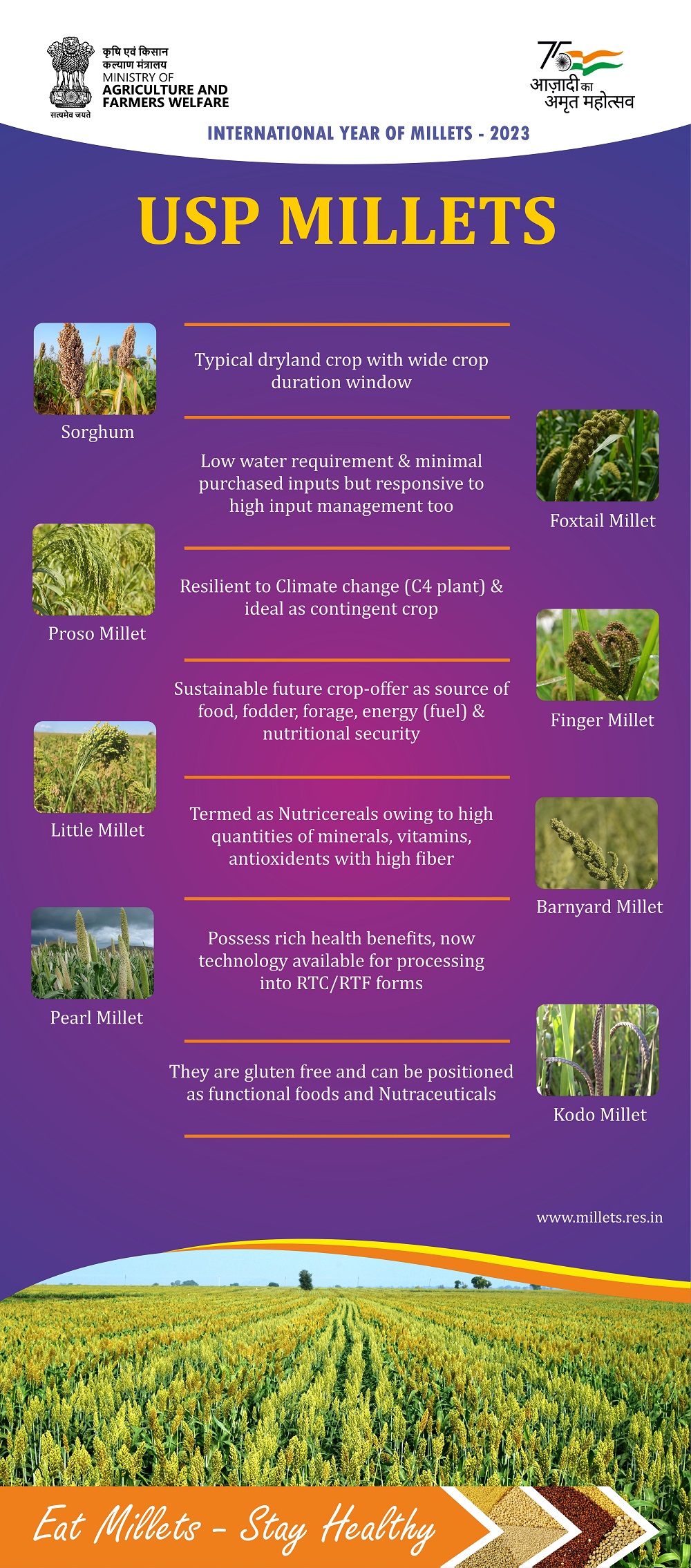 Brochure, Recipes, Presentation and standees of Millets for IYoM 2023 ...